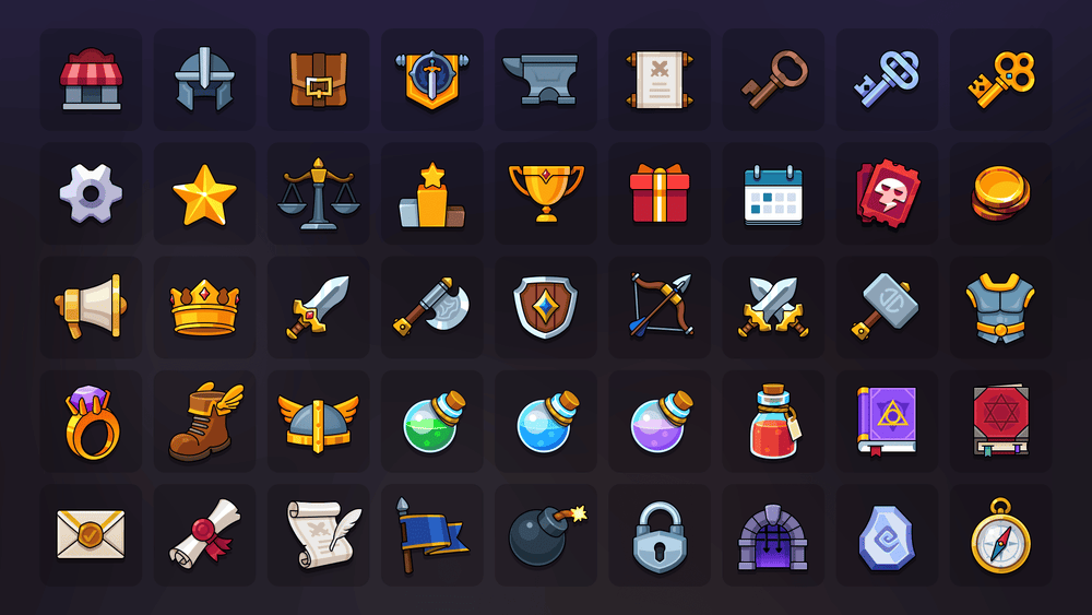 2D Fantasy Icon Pack – RPG Equipment & Skill Icons | LAYERLAB – Layer Store